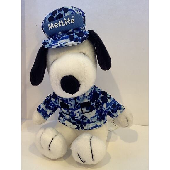 Toys | Metlife Peanuts Snoopy Plush In Blue Camouflage Military Uniform ...